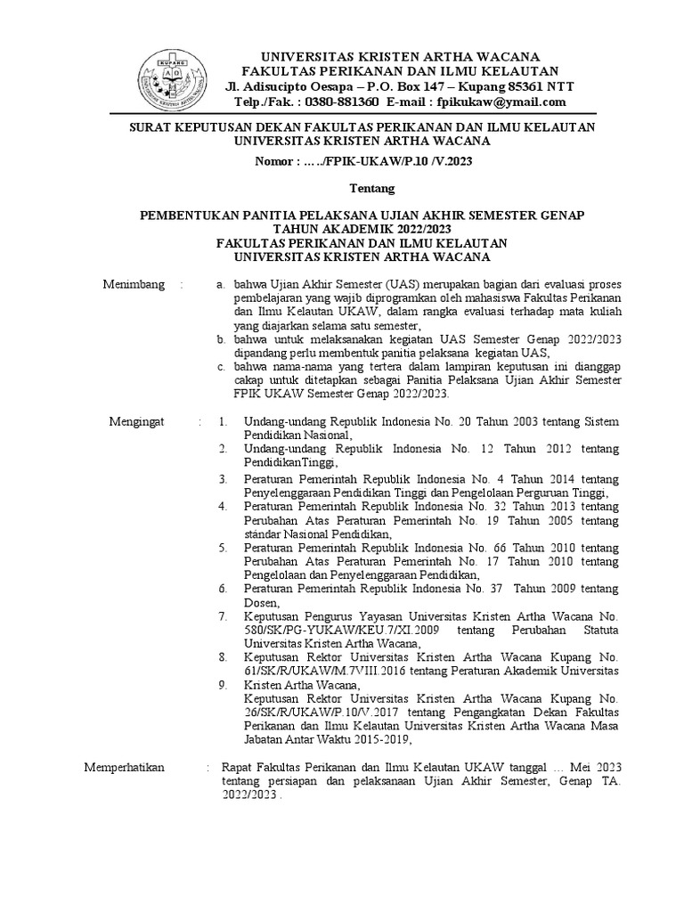 Contoh SK Panitia | PDF