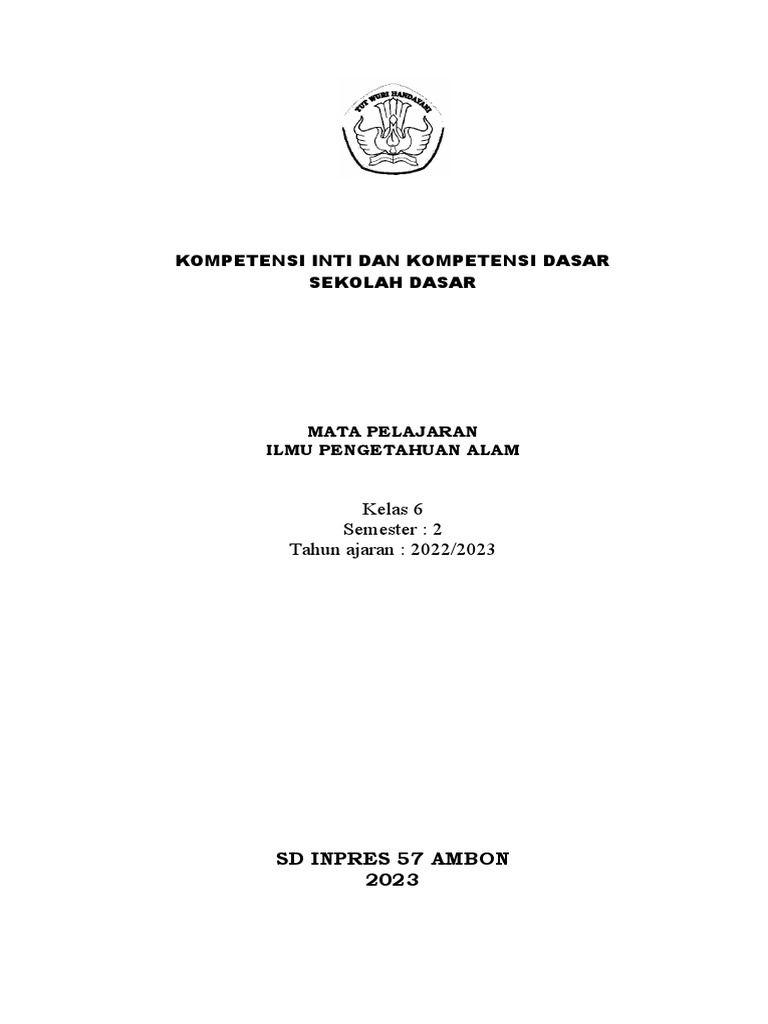 KI-KD IPA Kelas 6 Semester 2 Revisi 2018 | PDF