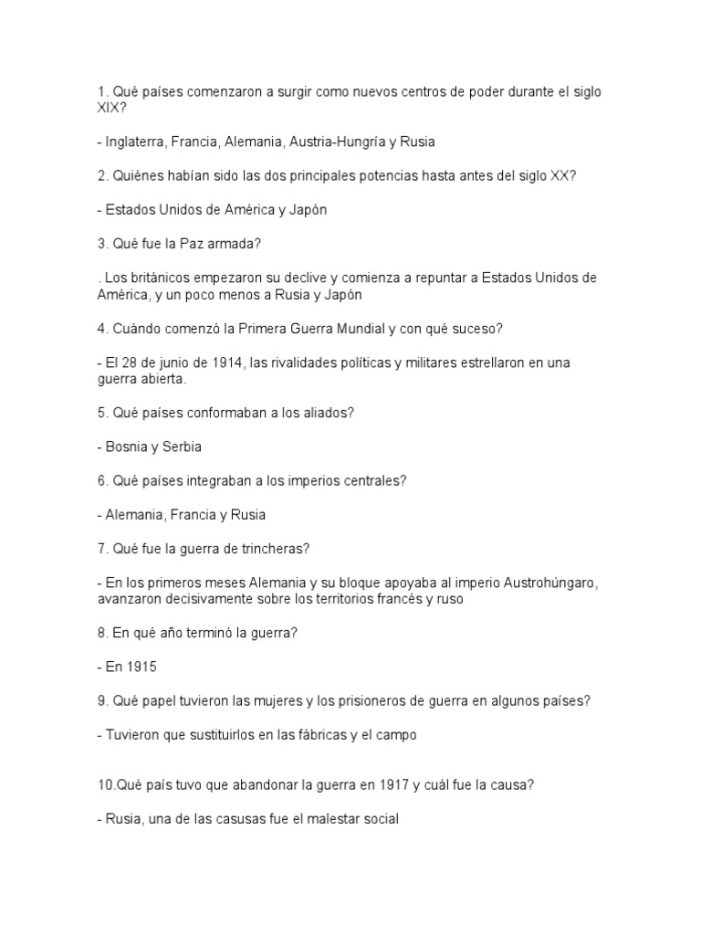 U2 TAREA 3 Primera Guerra Mundial | PDF | Primera Guerra Mundial | Políticas globales