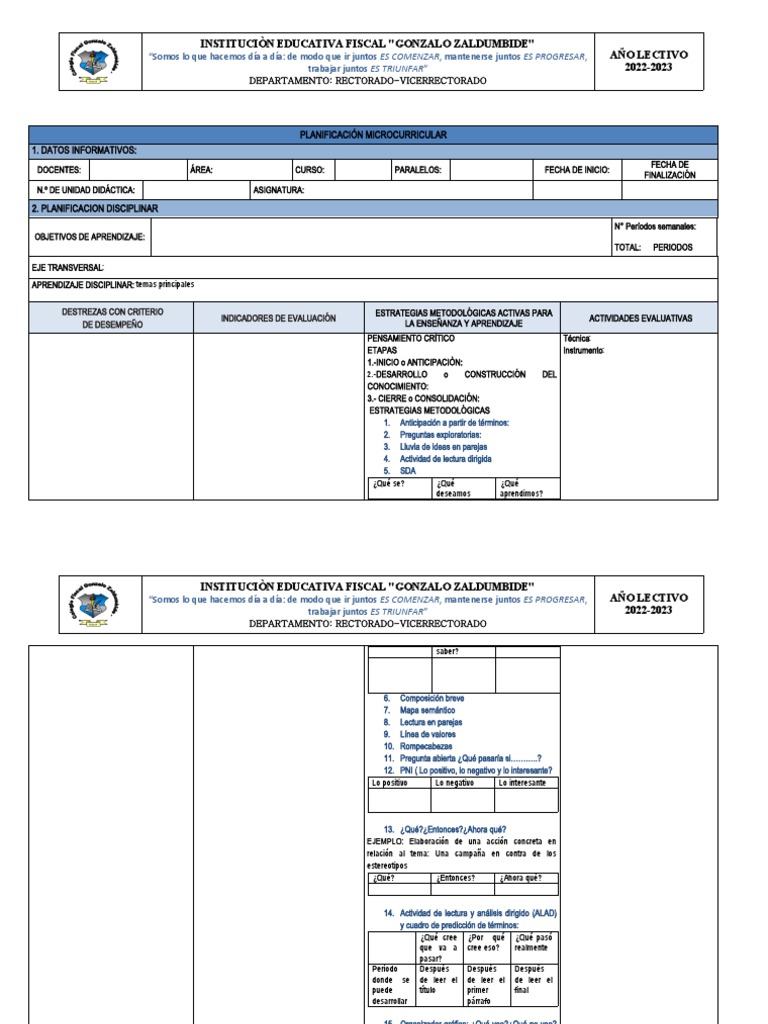 Formato-Pud 4 Estrategias Pensamiento Crìtico | PDF | Aprendizaje ...