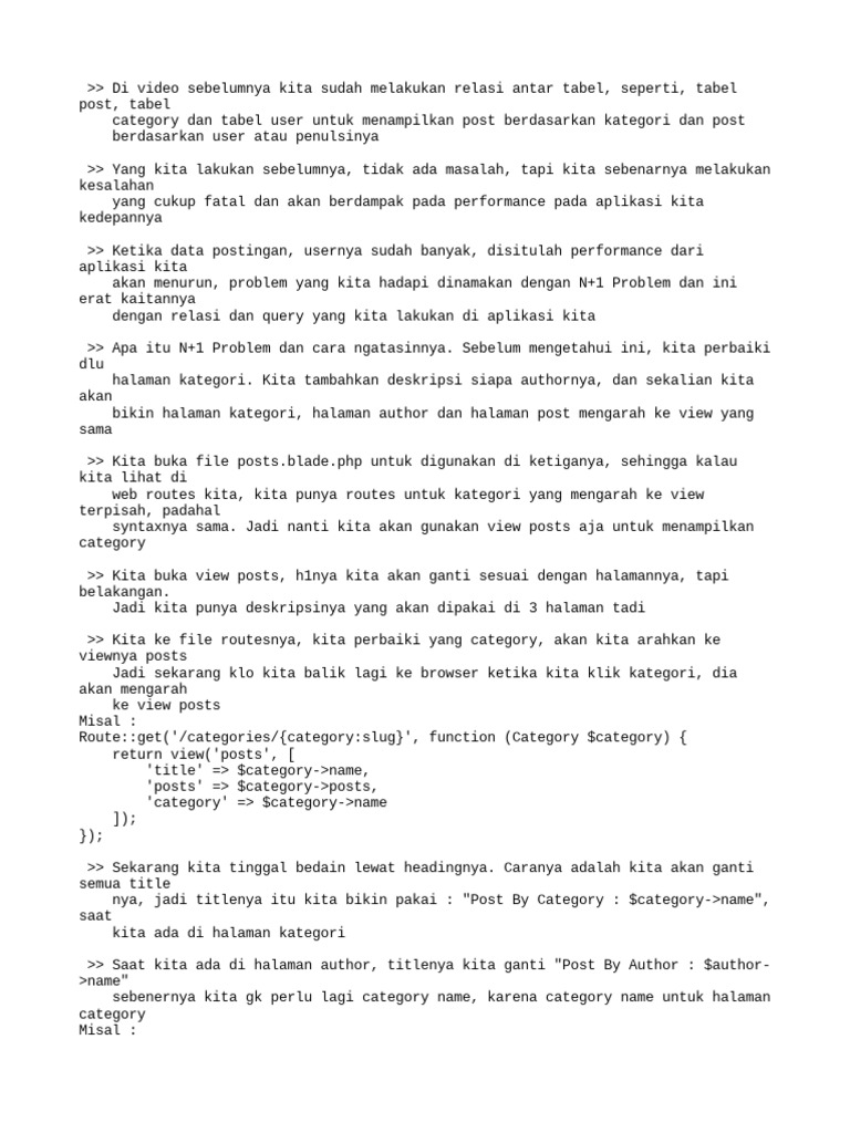 Tutorial Laravel 8 pt.10 N+1 Problem | PDF | Karier & Perkembangan | Komputer