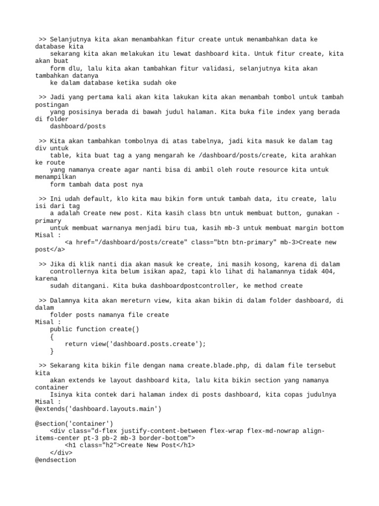 Tutorial Laravel 8 pt.17 Create Post Form | PDF | Komputer