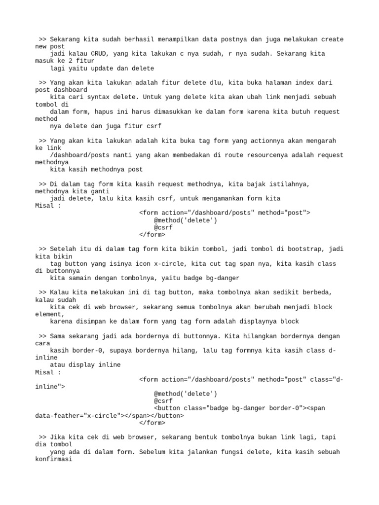 Tutorial Laravel 8 pt.19 Update & Delete | PDF | Komputer