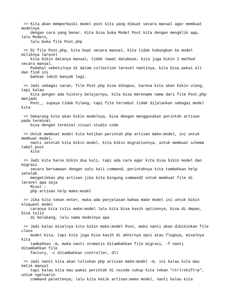 Tutorial Laravel 8 pt.6 Post Model | PDF