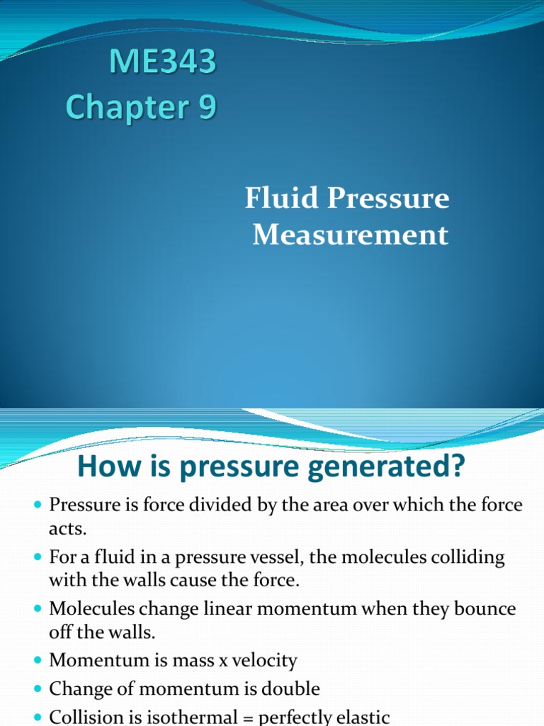 Lecture 9-Fluid Pressure Measurement | PDF | Pressure Measurement ...