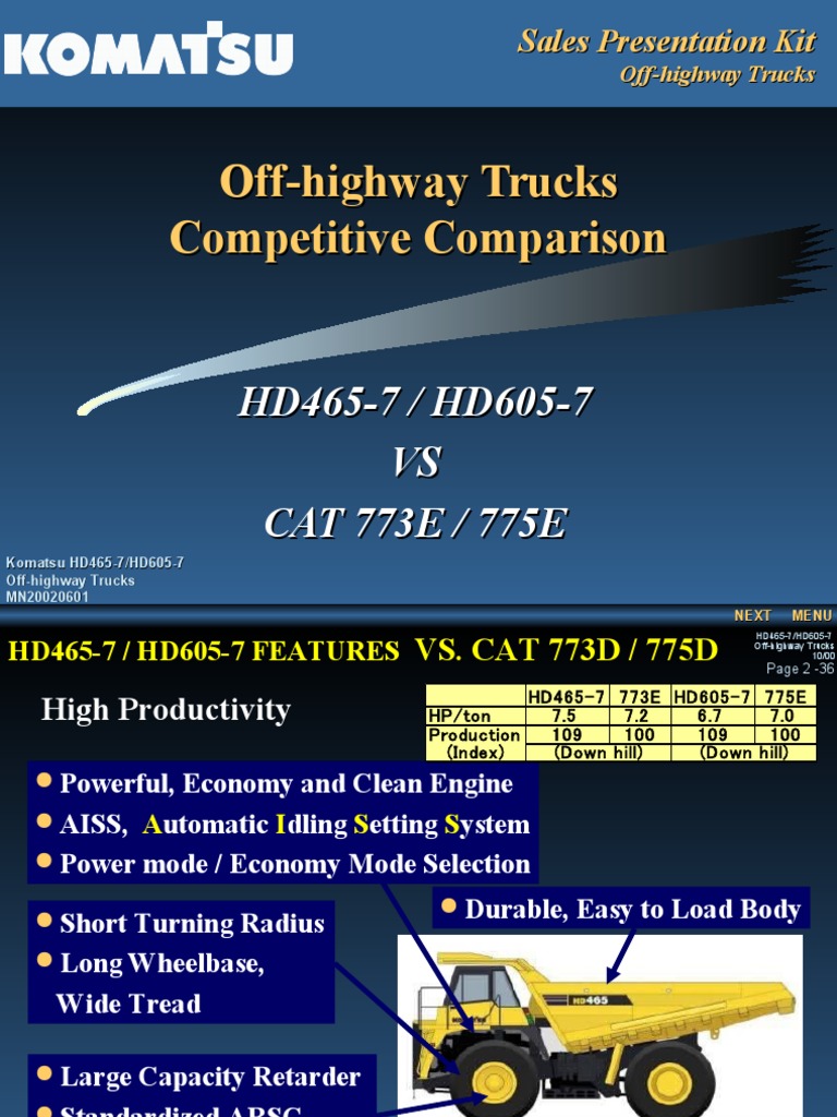 HD465_605-7 vs CAT 773E_777C Comparison | PDF | Truck | Brake
