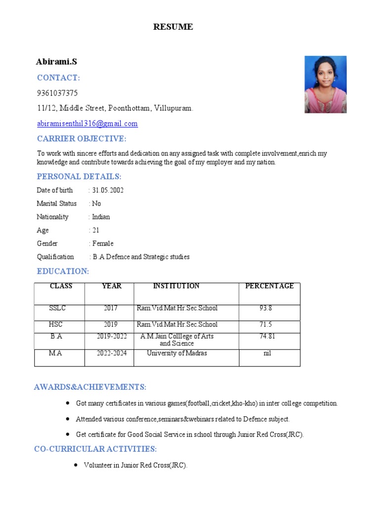 Abirami Resume | PDF