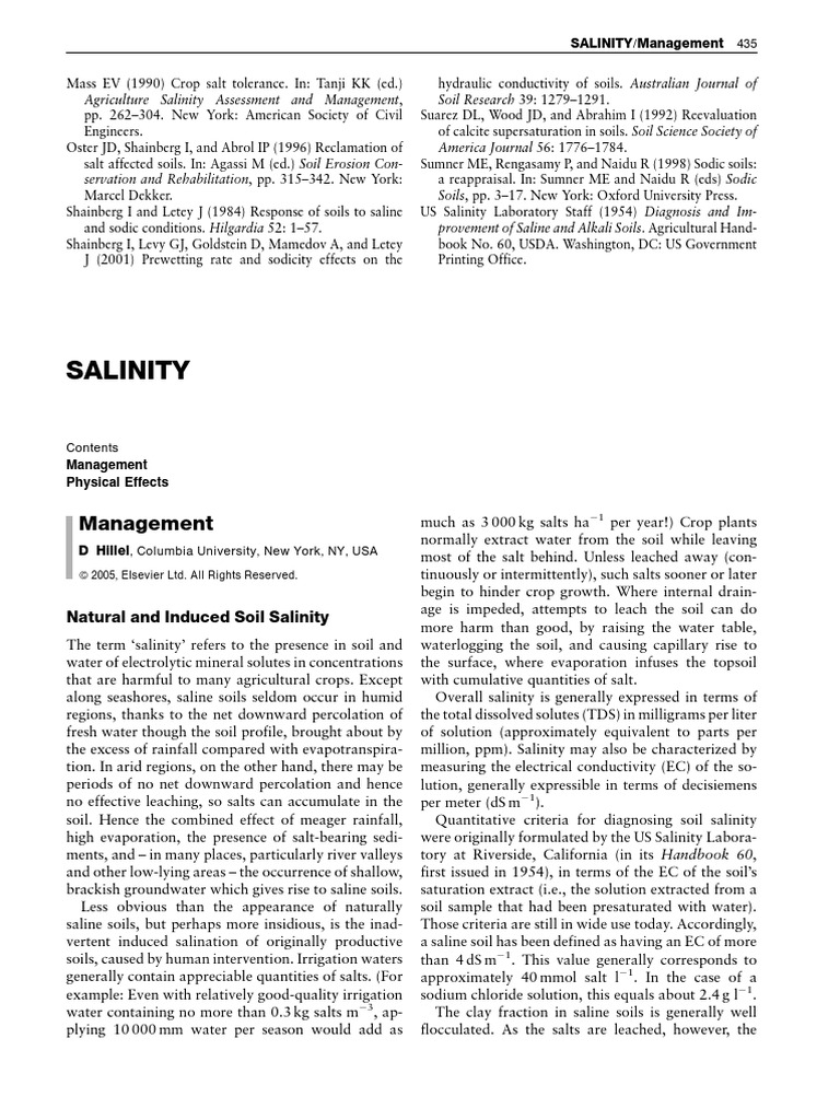 Salinity | PDF | Soil | Drainage
