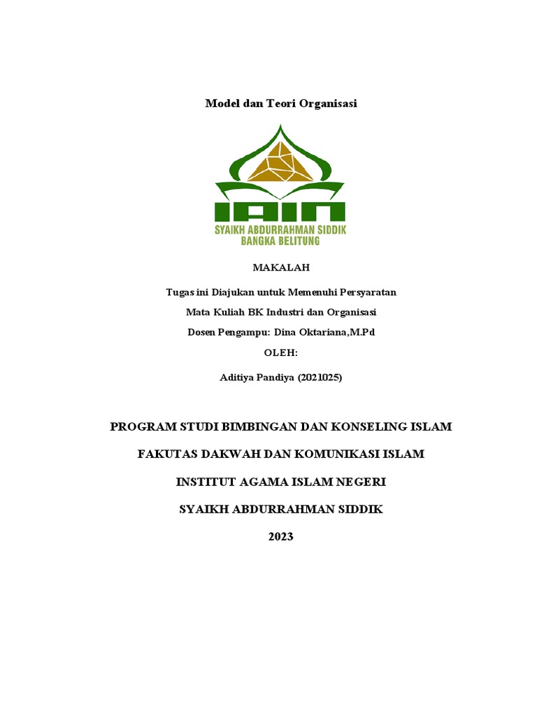 Model dan Teori Organisasi BK | PDF | Karier & Perkembangan