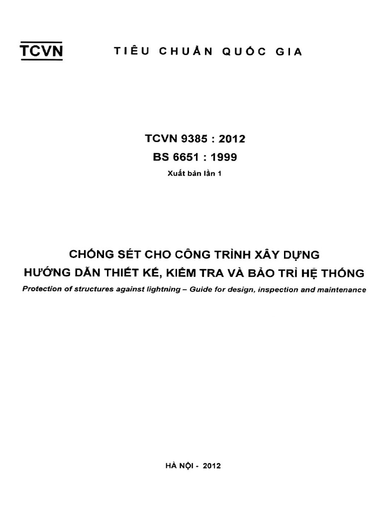 Tcvn 9385-2012 (BS 6651-1999) Chống Sét Cho Công Trình-tham Khảo (Ko Dùng Nữa) | PDF