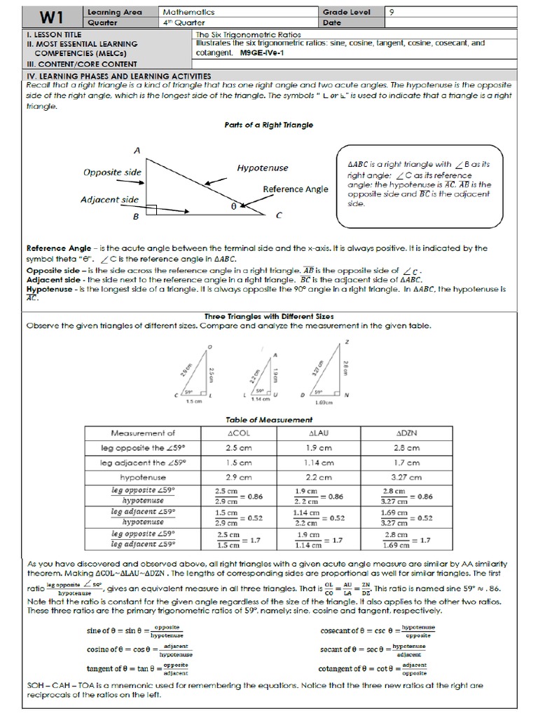 MATH 9 4th QUARTER WEEK 1 To 4 | PDF