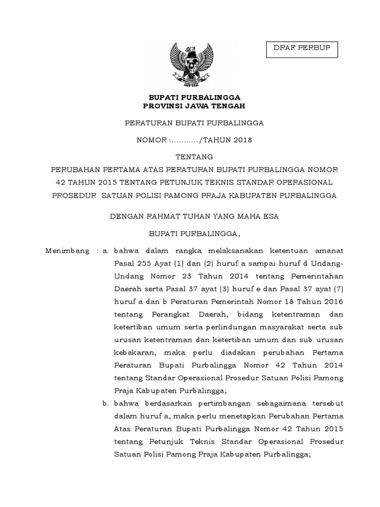 Perbub SOP Satpol PP | PDF