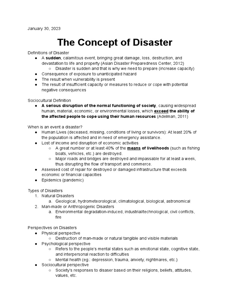 The Concept of Disaster | PDF | Emergency Management | Hazards