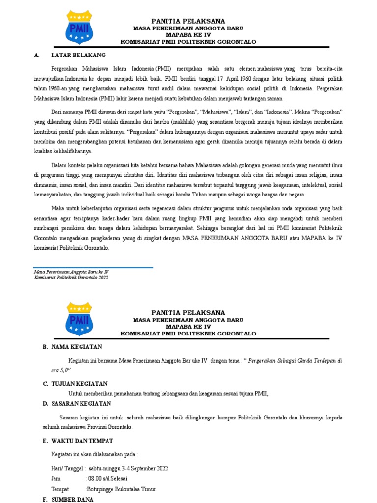 PROPOSAL PMII POLIGON | PDF