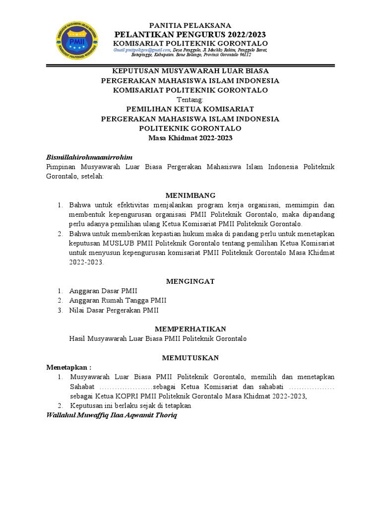Keputusan Musyawarah Luar Biasa | PDF Keputusan Musyawarah Luar Biasa | PDF