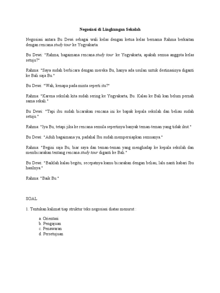 Contoh Negosiasi di Sekolah | PDF