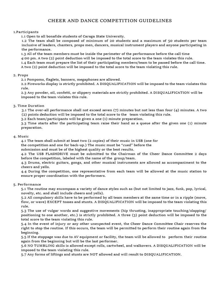 Cheer and Dance Guidelines 2023 | PDF | Entertainment | Performing Arts