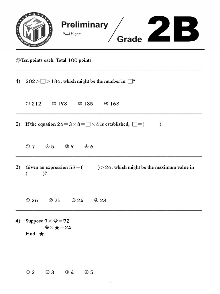WMI Grade 2 Questions Part 2 | PDF