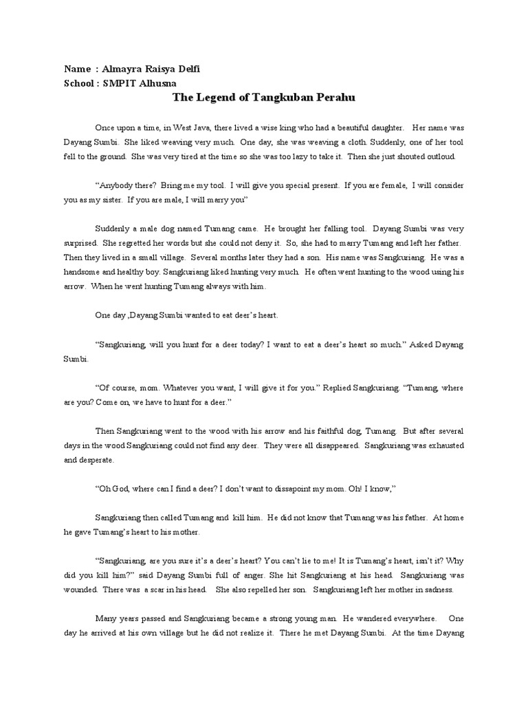 The Legend of Tangkuban Perahu | PDF