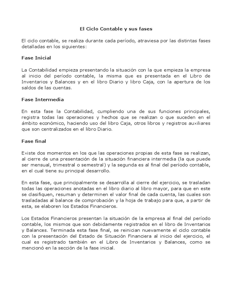 El Ciclo Contable y Sus Fases | PDF