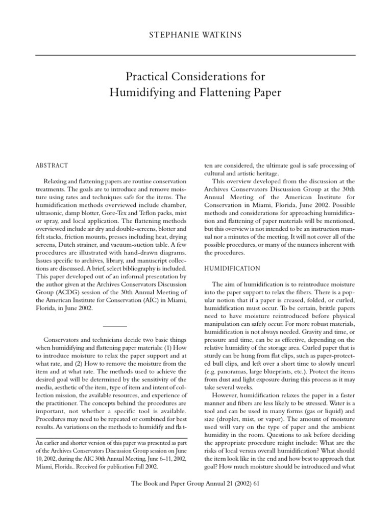 Paper Humidification & Flattening Guide | PDF | Paper | Humidity