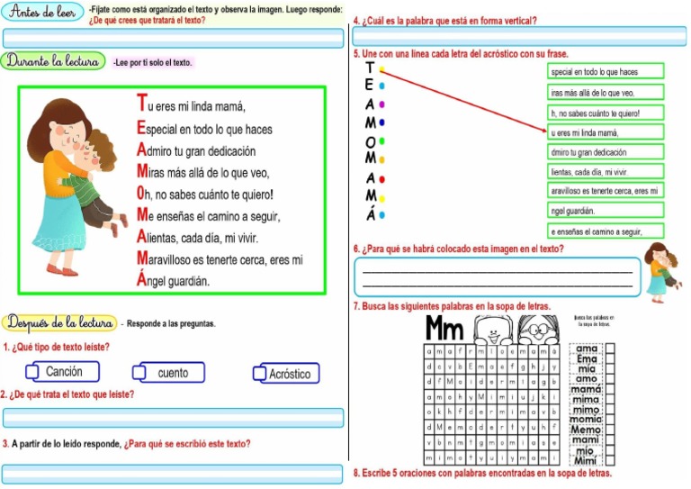 Ficha Acrostico A Mama | PDF