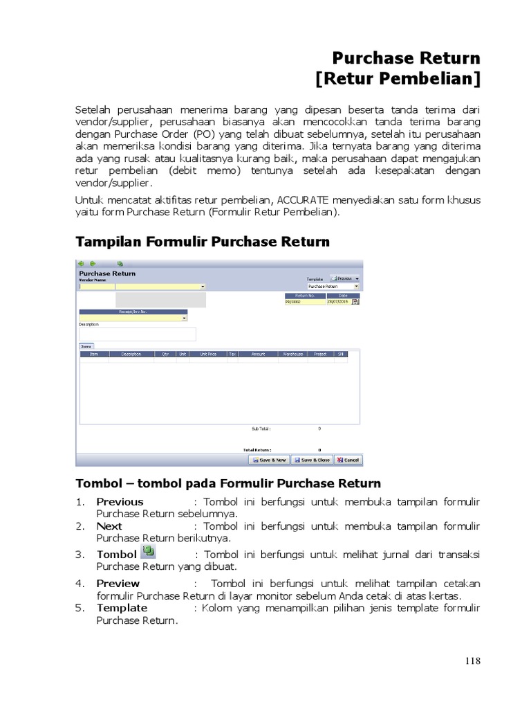 Formulir Retur Pembelian ACCURATE | PDF