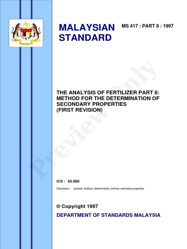 Preview Only: Malaysian Standard | PDF | Standardization | Malaysia