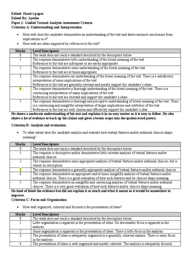 Paper 1 Rubric | PDF | Accuracy And Precision | Grammar