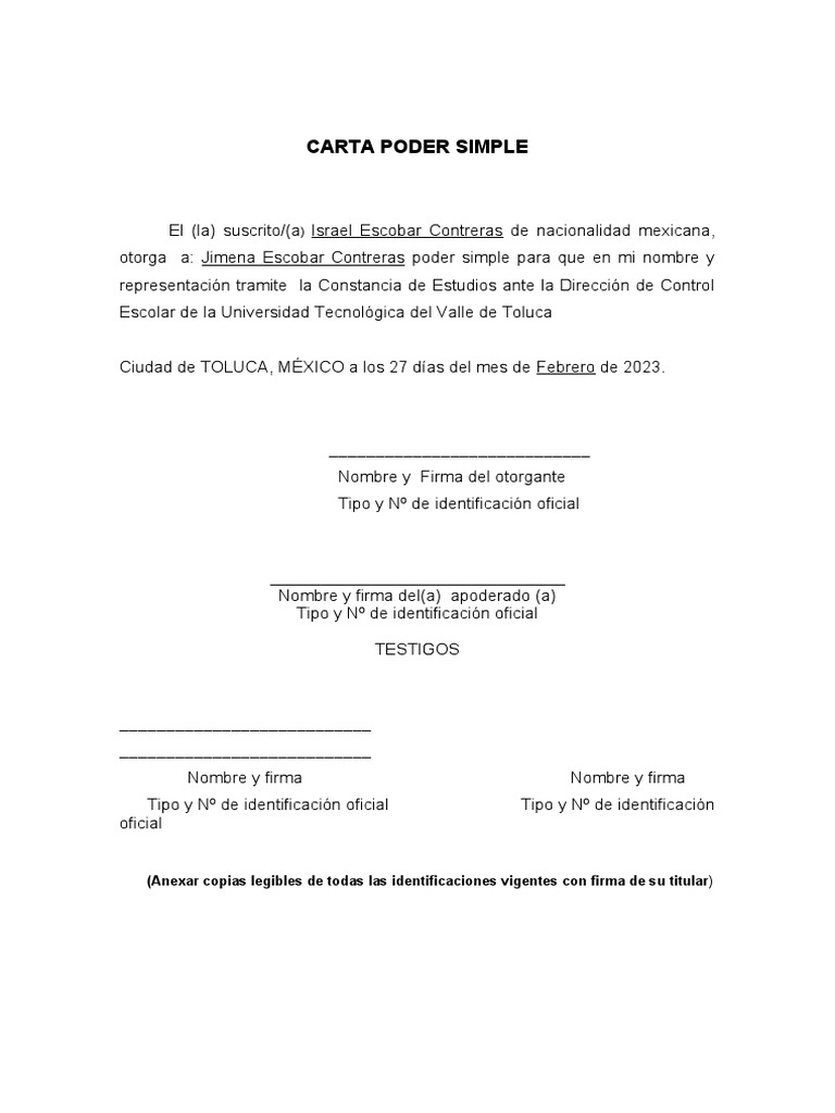 Carta Poder Simple | PDF