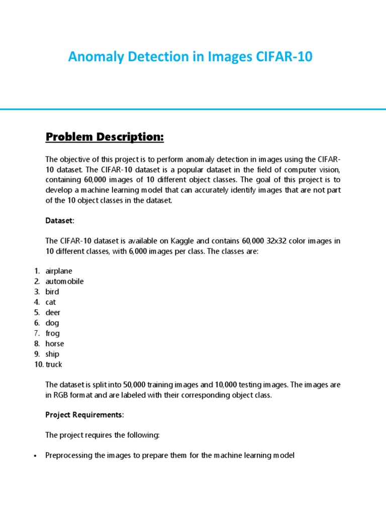 Anomaly Detection in Images CIFAR-10 | PDF | Machine Learning | Deep ...