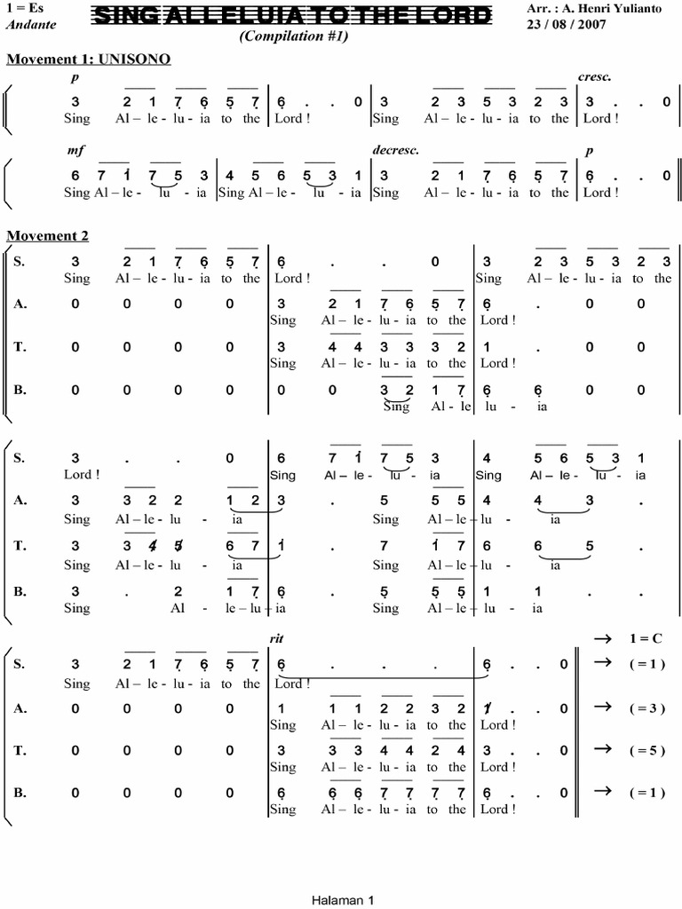 Sing Alleluia To The Lord | PDF
