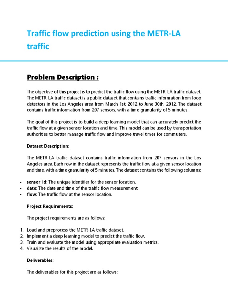 Traffic Flow Prediction Using The METR-LA Traffic | PDF | Computer ...