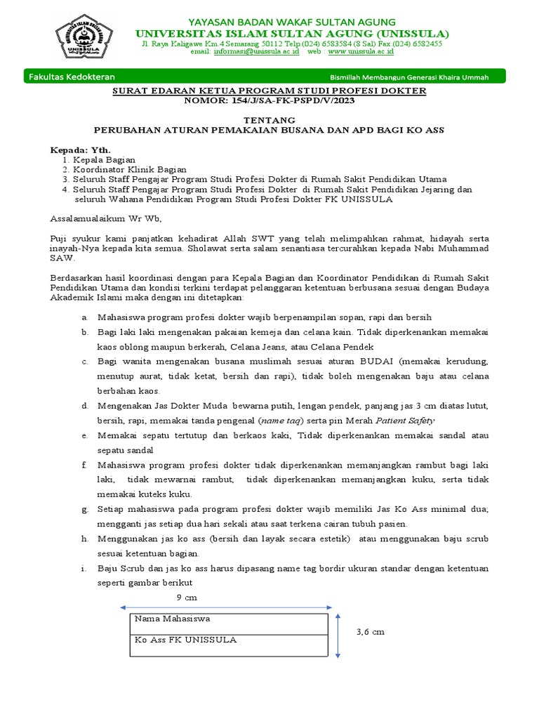 Surat Edaran Penggunaan Seragam Dinas Co Ass Pdf