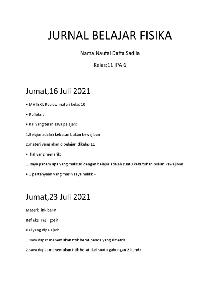 Jurnal Belajar Fisika | PDF