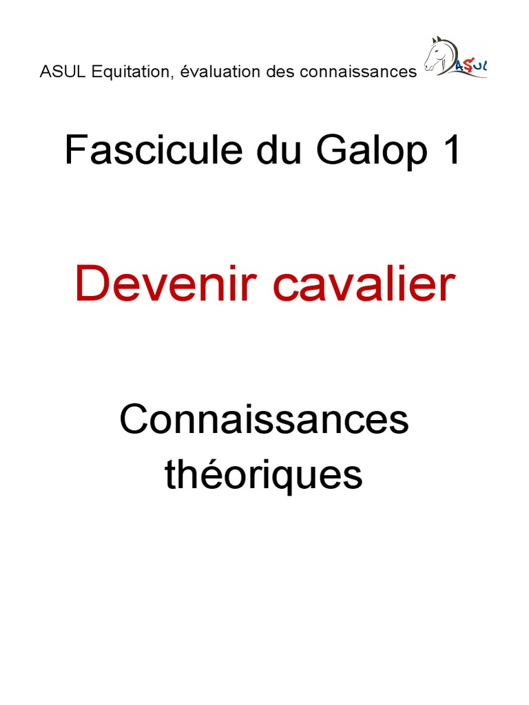 FasciculeduGalop1ASULdocx 230523 044635 | PDF | Allure (équitation) | Équitation