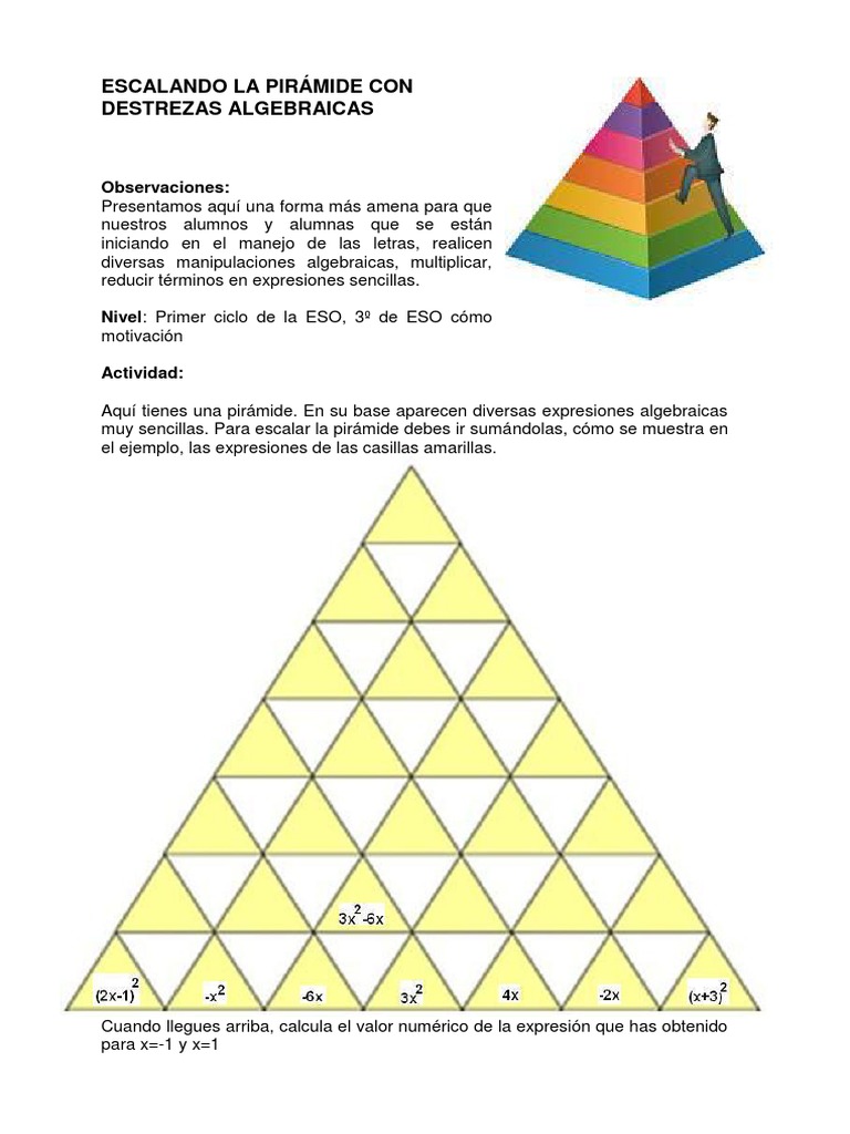 Escalando La Pirámide Con Destrezas Algebraicas: Observaciones | PDF