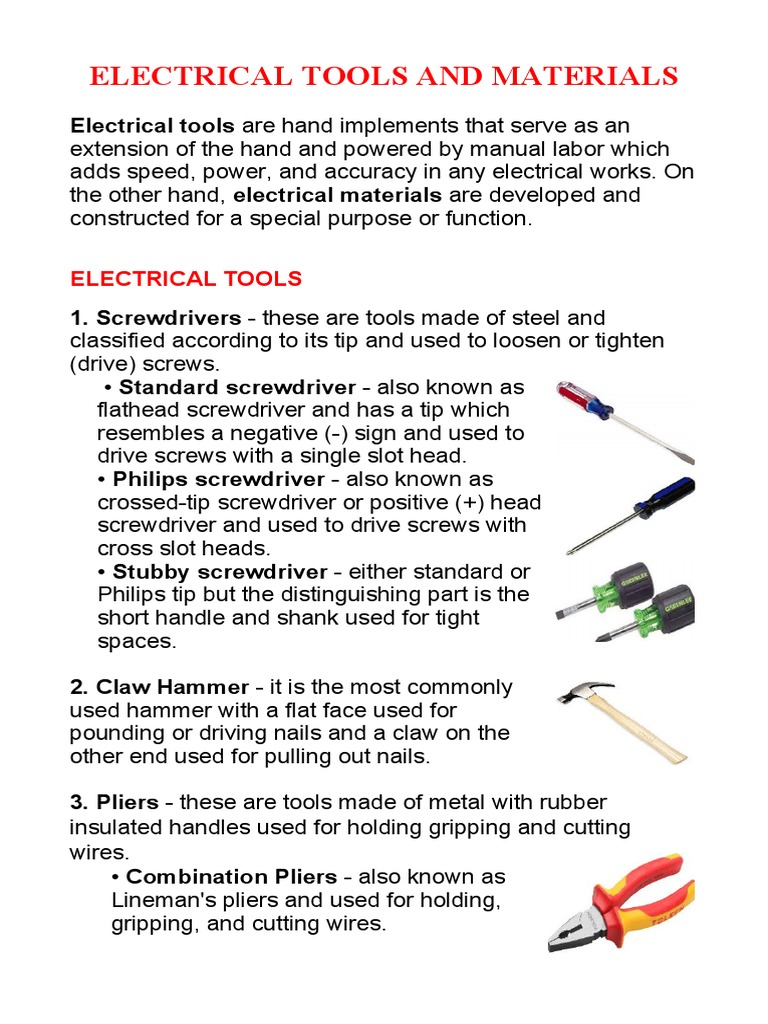 Electrical Tools and Materials | PDF | Ac Power Plugs And Sockets ...