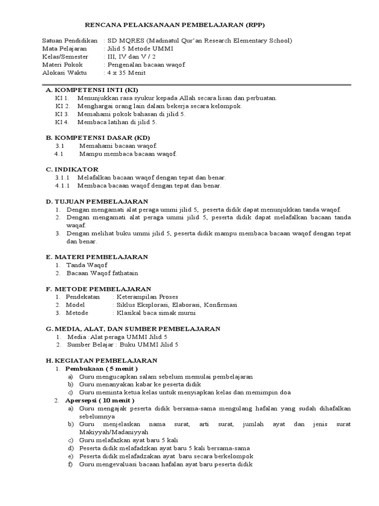 RPP Jilid 5 TM1 | PDF