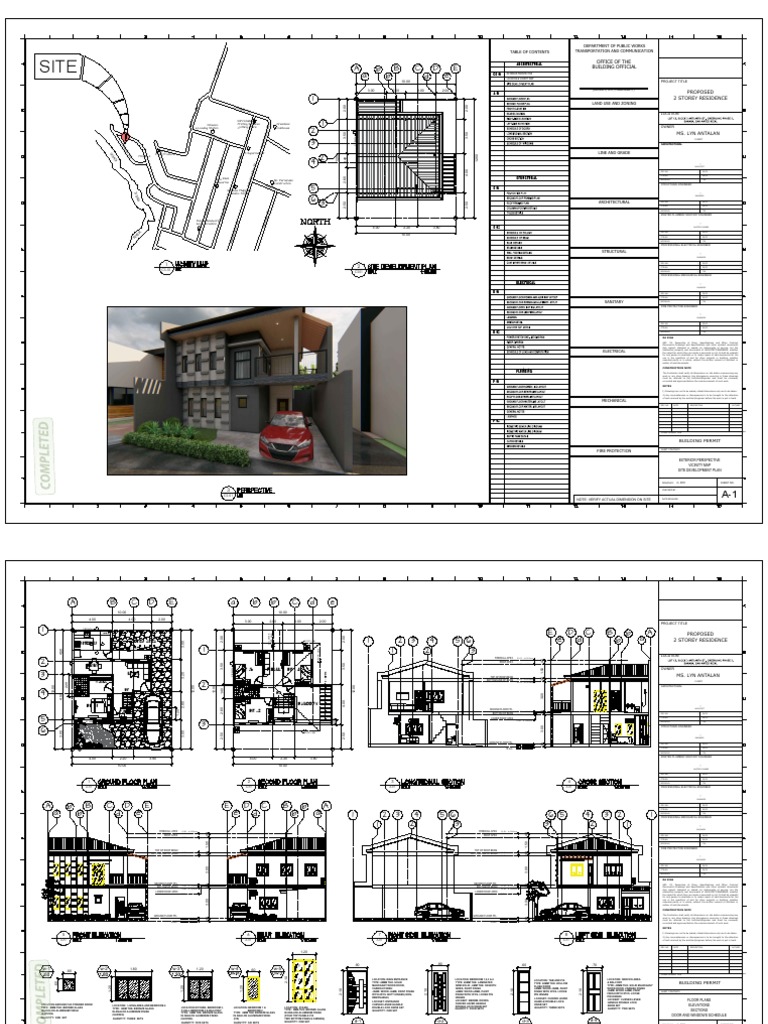 Complete 2 Storey House Plan PDF | PDF | Civil Engineering | Technical ...