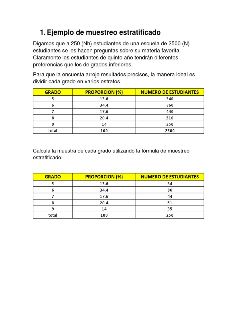 Ejemplo de Muestreo Estratificado | PDF | Muestreo (Estadísticas) | Oveja