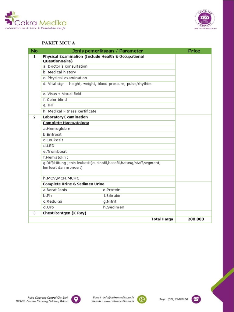 Paket Mcu Aps | PDF | Physical Examination | Medical Specialties