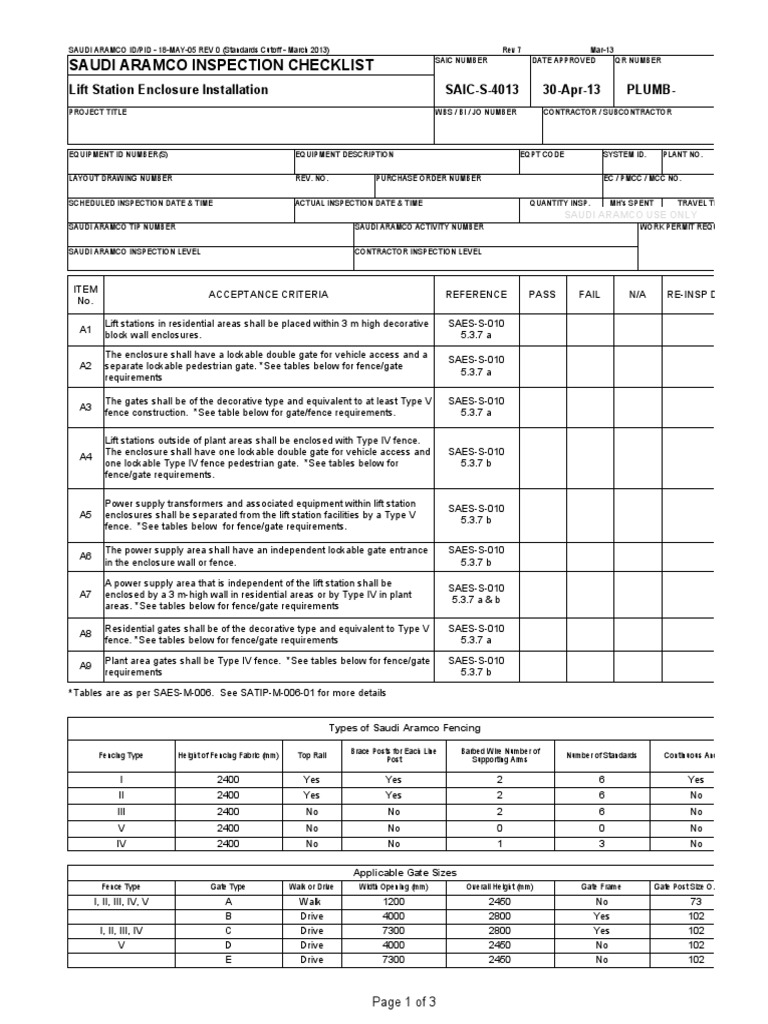 SAIC-S-4013 Rev 7 | PDF | Fence