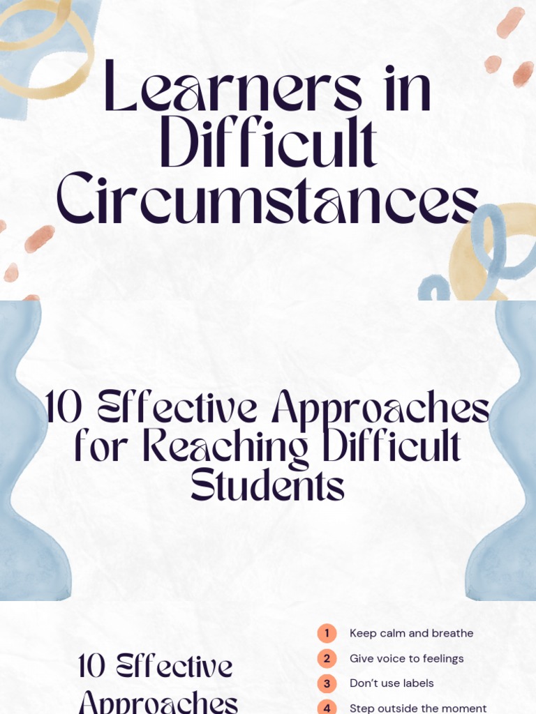 Strategies for Teaching Difficult Learners | PDF | Experience | Attention