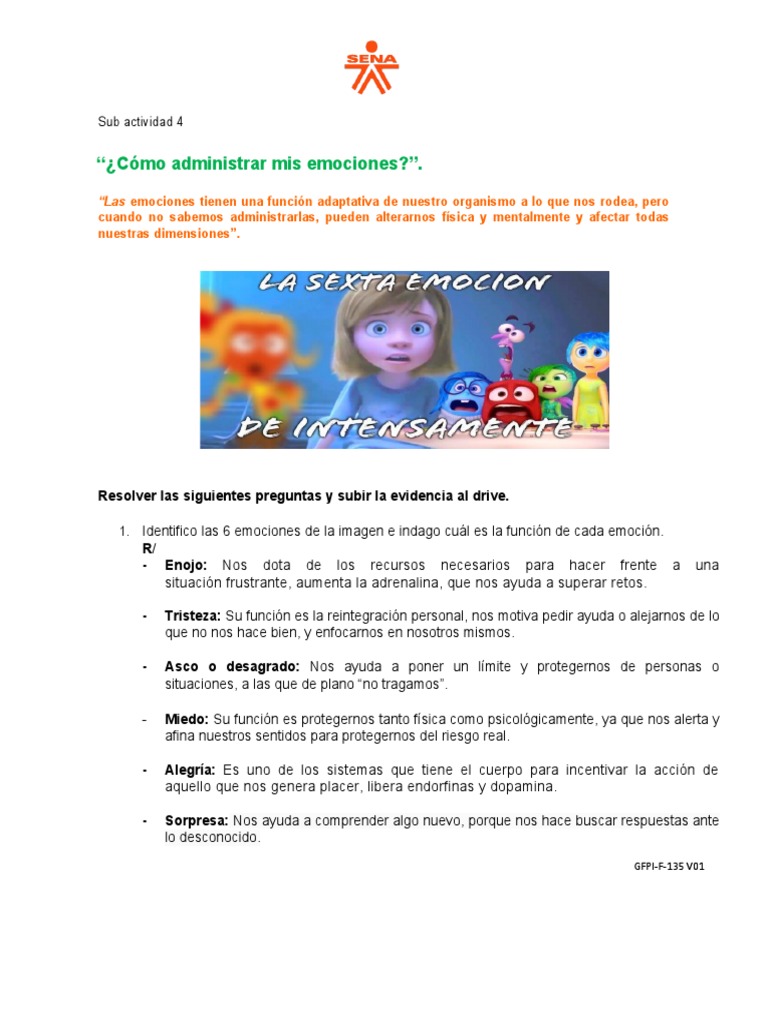 Mis Emociones Pdf Las Emociones Ciencias Del Comportamiento