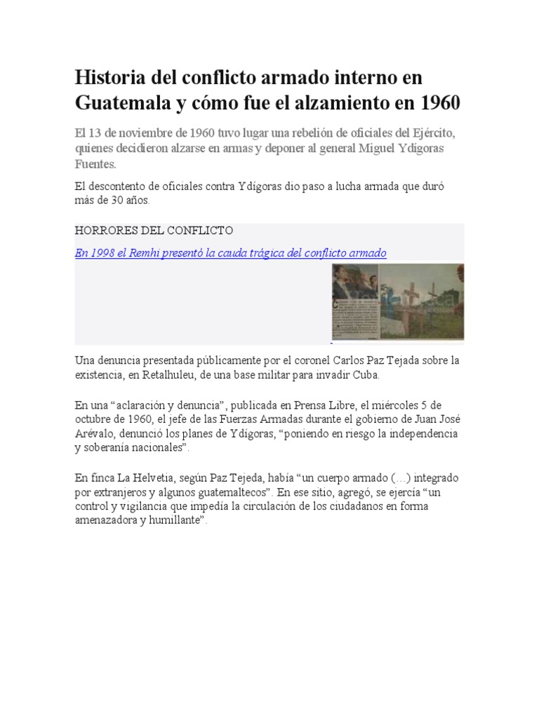 Historia Del Conflicto Armado Interno en Guatemala y Cómo Fue El ...
