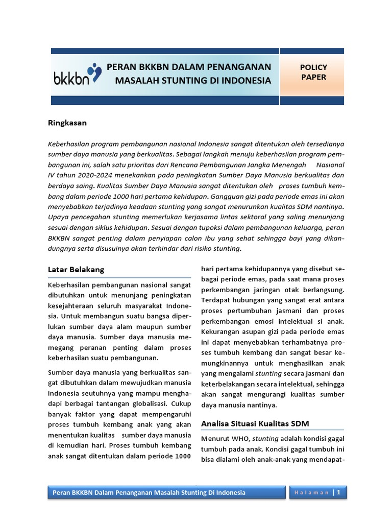 Rev Final Policy Paper Stunting March 27 | PDF