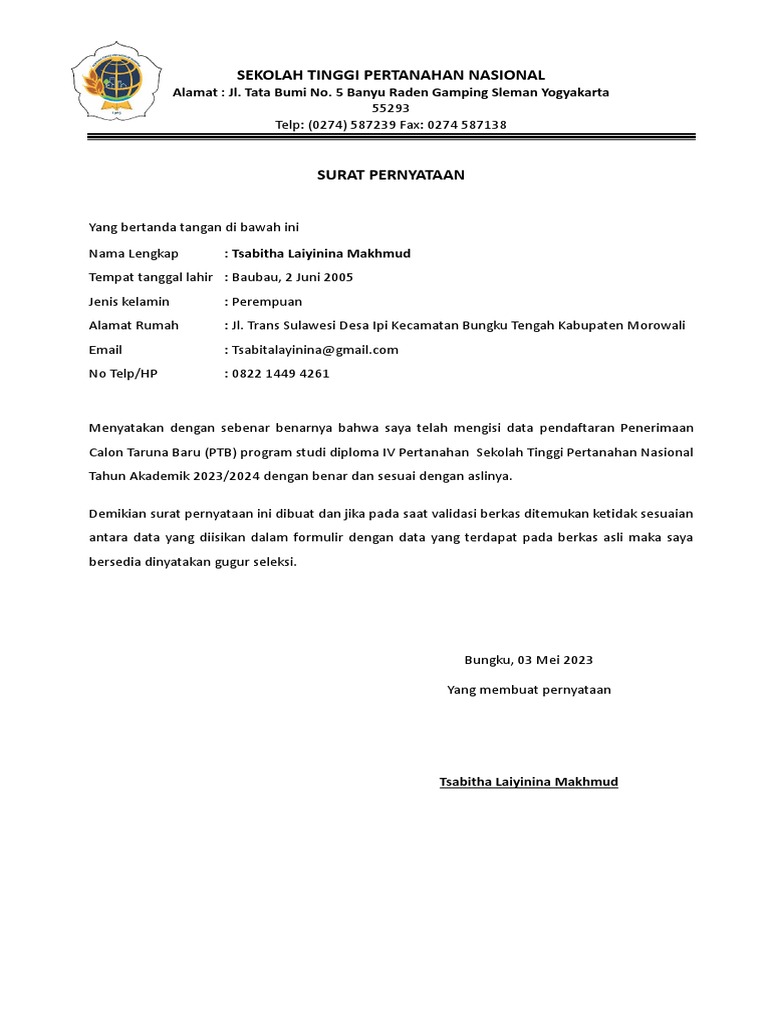 surat pernyataan | PDF