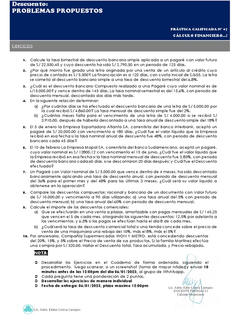 PC7 - Cálculo Financiero | PDF | Bancos | Economias
