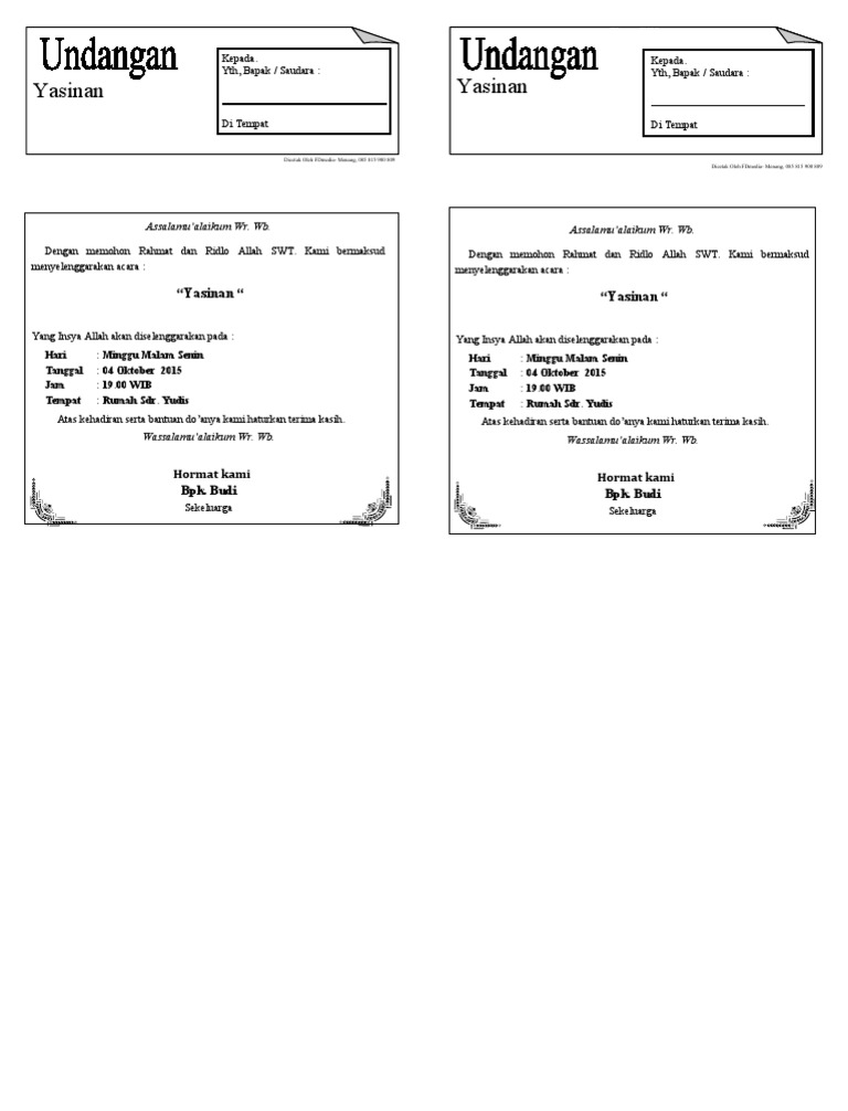 Undangan Yasinan | PDF